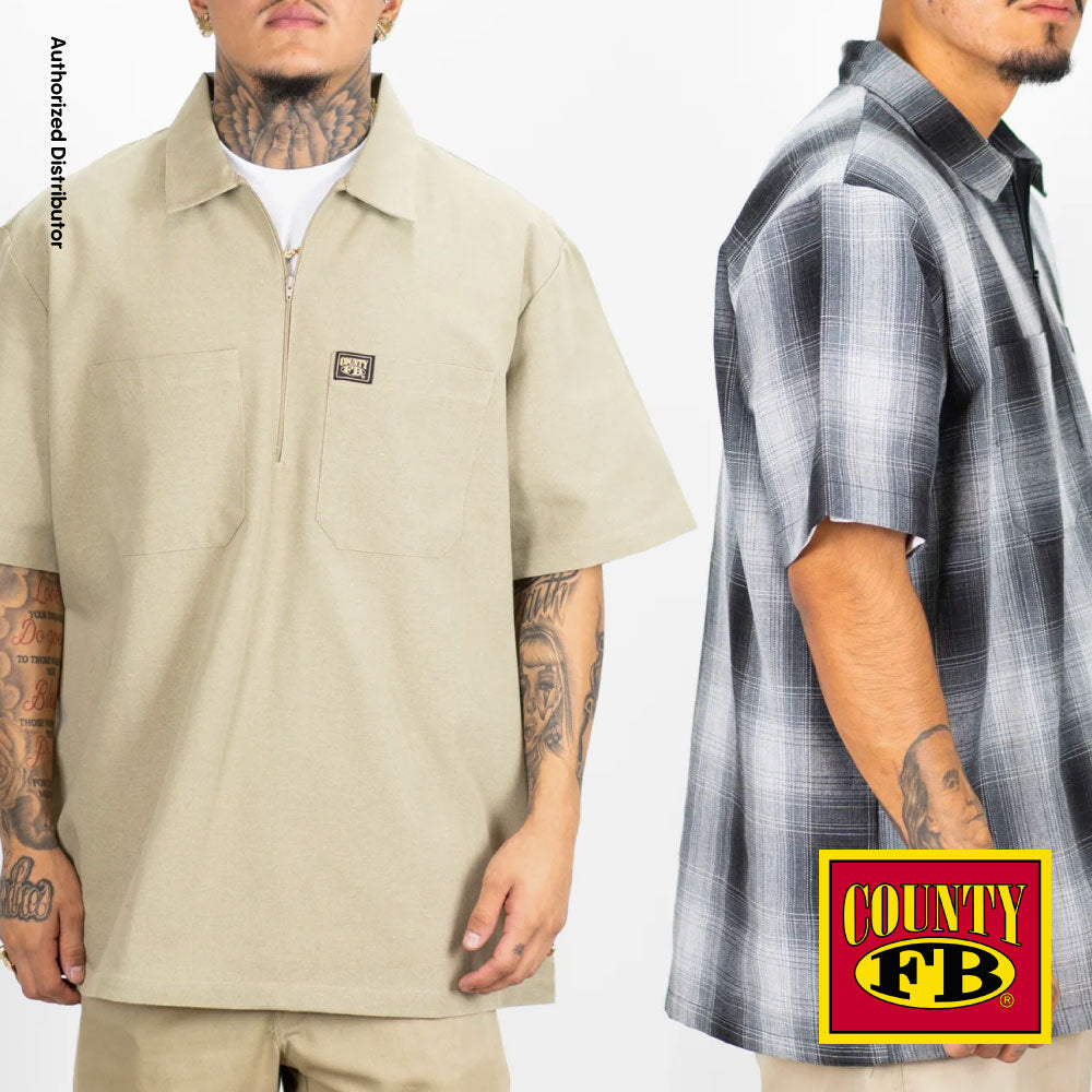 FB County Men's 1/2 Zip Short Sleeves Checker Shirt (1Pc) – Warehouseboss