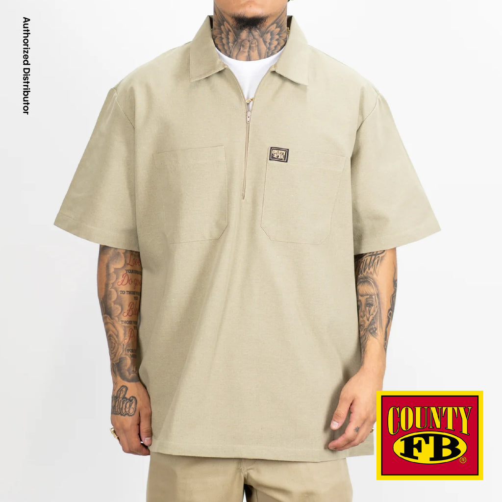 FB County Men's 1/2 Zip Short Sleeves Solid Shirt (1Pc) – Warehouseboss