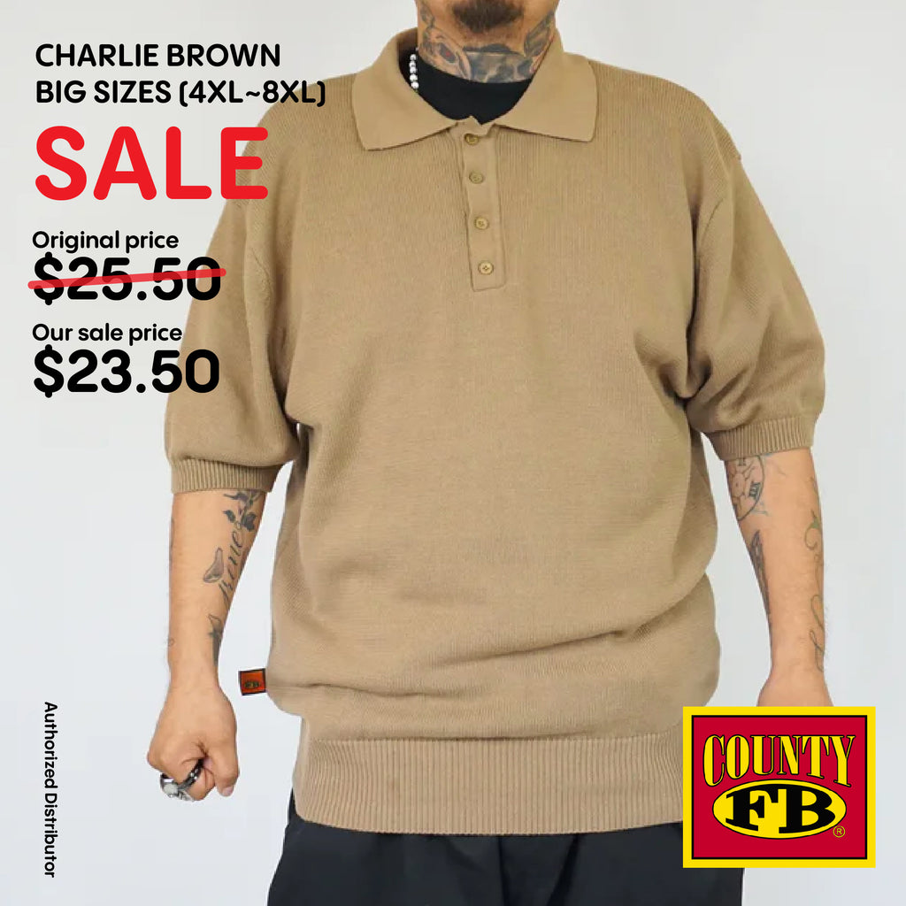 FB County Men's Charlie Browns Short Sleeves Big Size (1Pc) – Warehouseboss